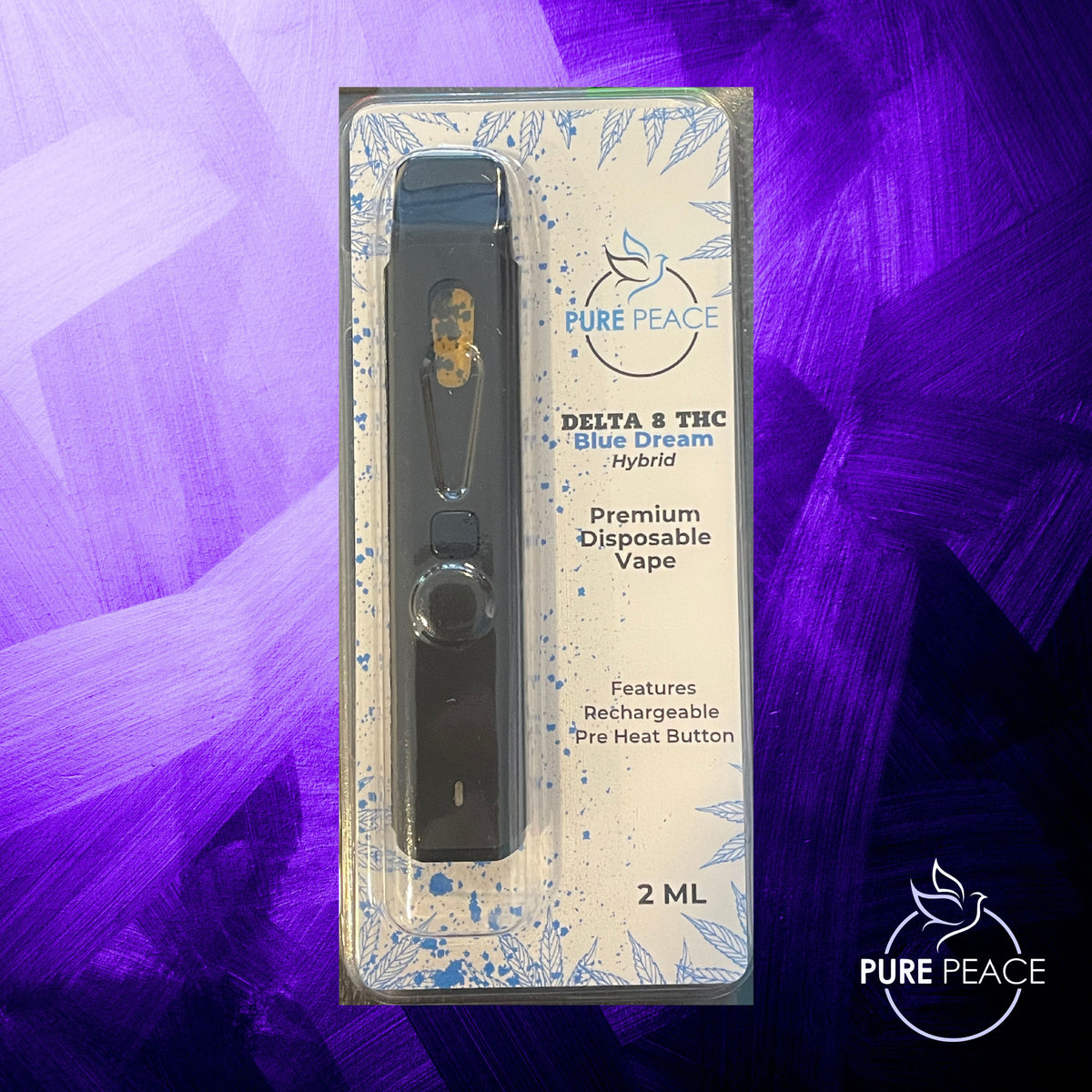 Pure Peace 2-Gram Delta-8 THC Rechargeable Disposable Pen - BLUE DREAM ...