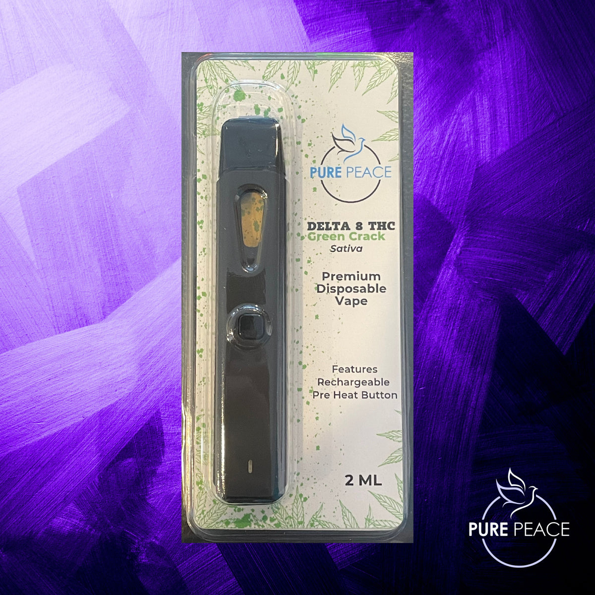 Pure Peace 2-Gram Delta-8 THC Rechargeable Disposable Pen - GREEN CRAC ...